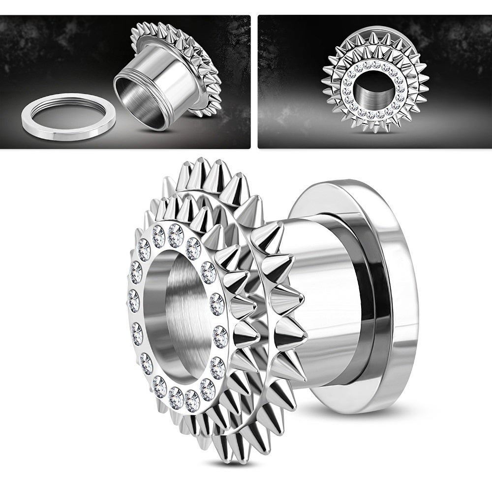 34025011 Stainless Steel Concentric Spike Screw Fit Ear Plug Flesh ...